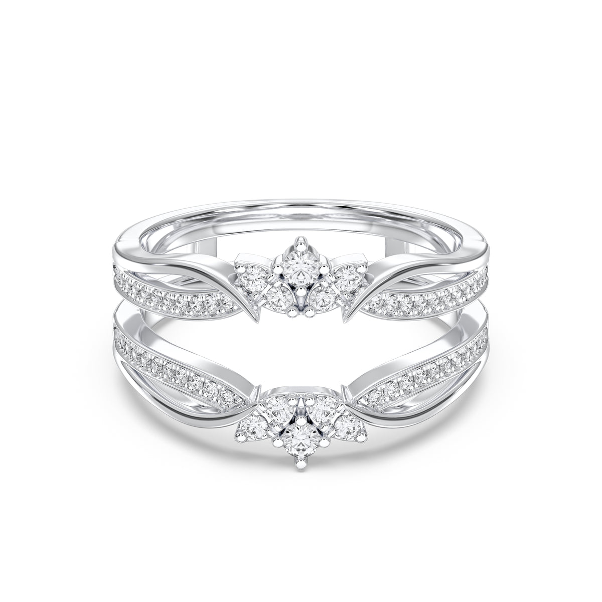 Round Cut 0.40 Carat Lab Grown Diamond Split Wedding Band in Solid Gol ...